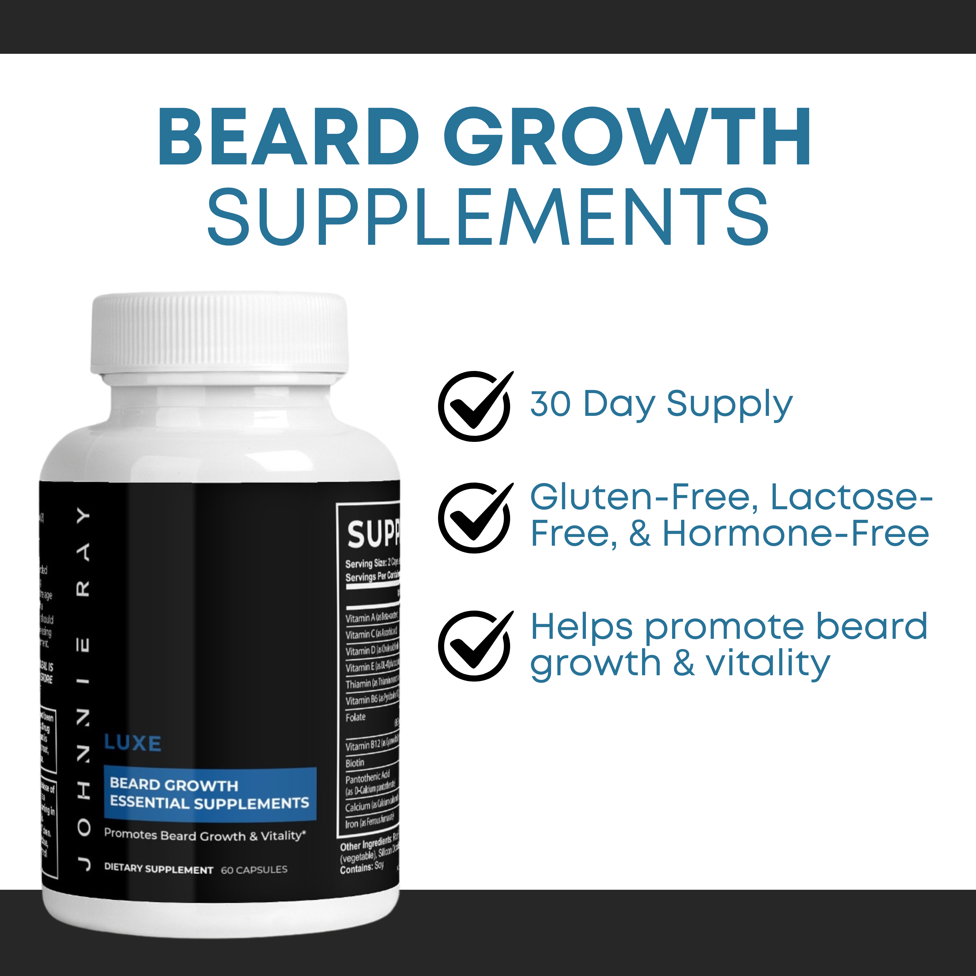Beard Growth Essential Supplements | Capsules | Johnnie Ray